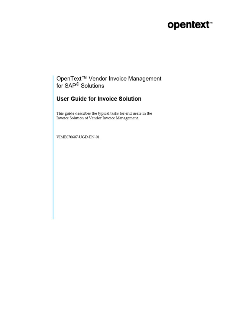 OpenText VIM 7.6 SPS7 - - User Guide for Invoice Solution English (VIME070607-CGD-En-02) | PDF ...