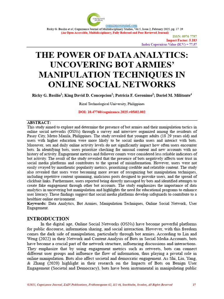 The Power of Data Analytics: Uncovering Bot Armies' Manipulation ...