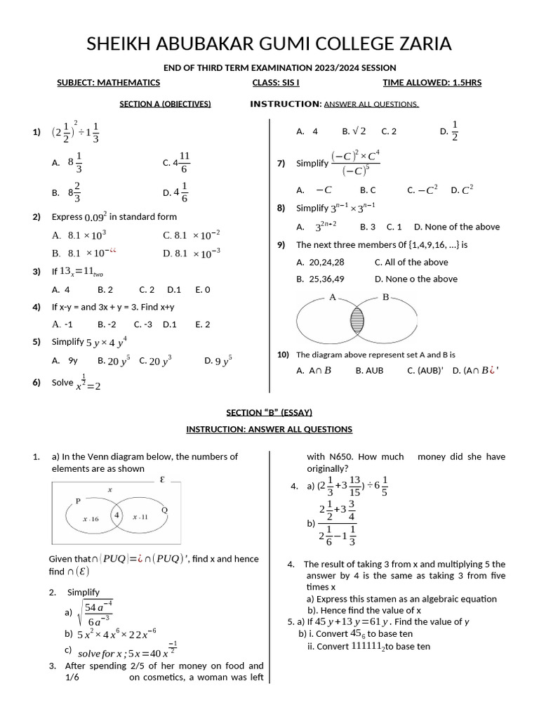 Maths Sis1 Pdf Mathematics Algebra