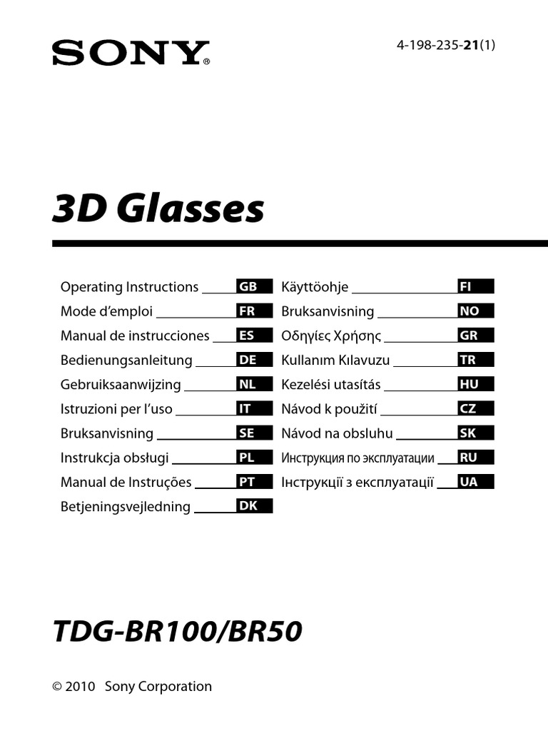 3D Glasses: TDG-BR100/BR50 | PDF | Waste | Stereoscopy