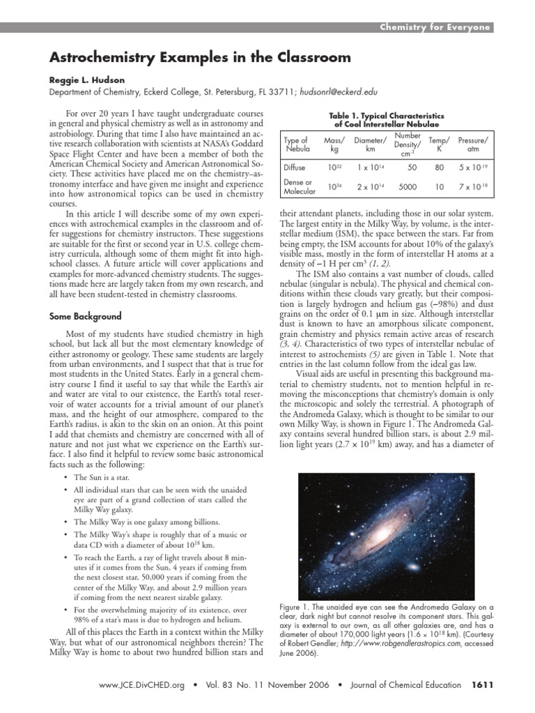 Astrochemistry Examples in The Classroom Hudson | PDF | Interstellar ...