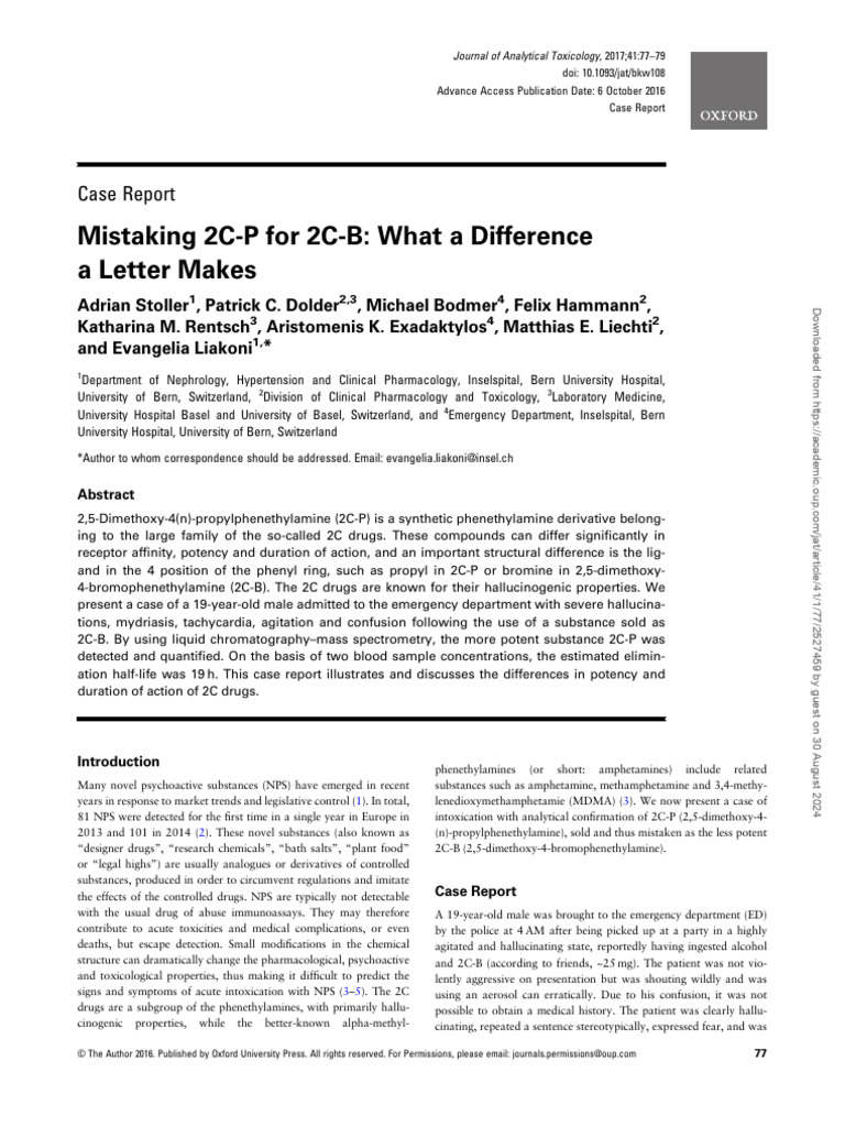 Mistaking 2C-P For 2C-B What A Difference | PDF | Medicine | Drugs ...