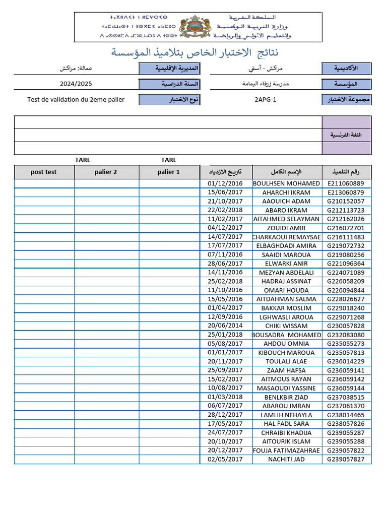 Resultat PALIER 2 | PDF