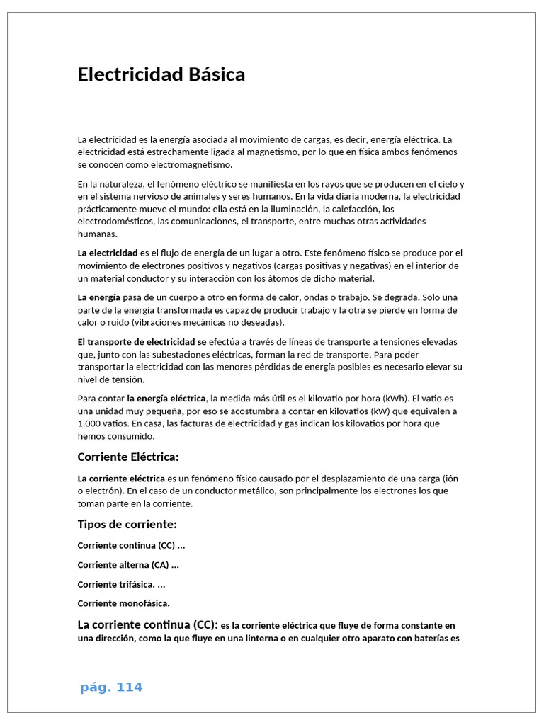 Electricidad BÃ¡sica | PDF | Corriente eléctrica | Electricidad