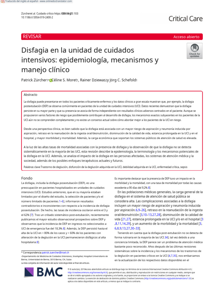 Disfagia en UCI: Epidemiología y Manejo | PDF | Unidad de Cuidados ...