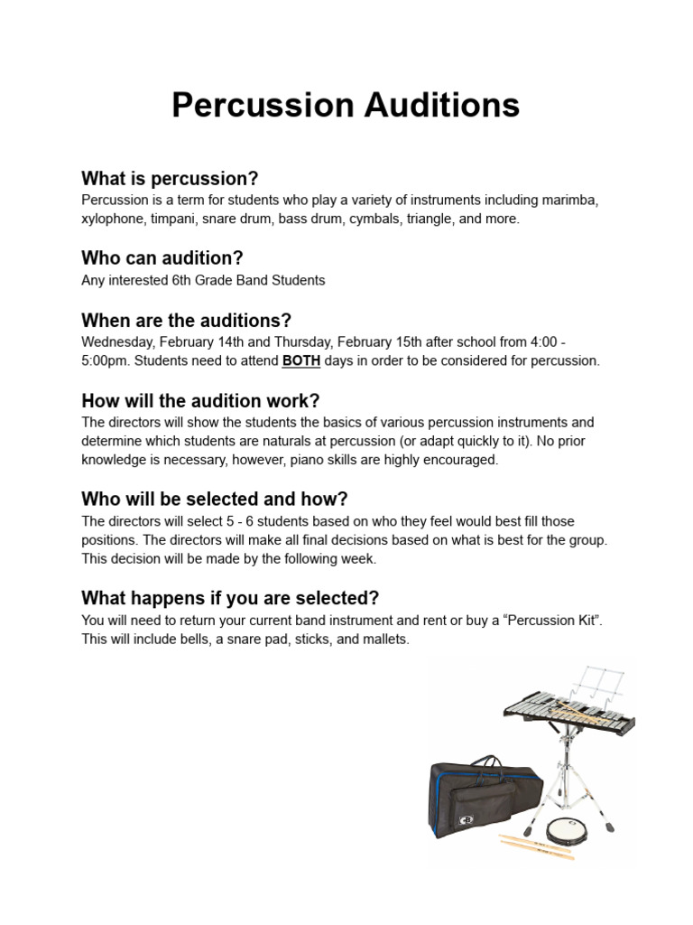 Percussion Audition Forms | PDF