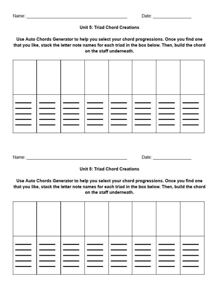 Unit 5 - Triad Chord Creations Worksheet | PDF