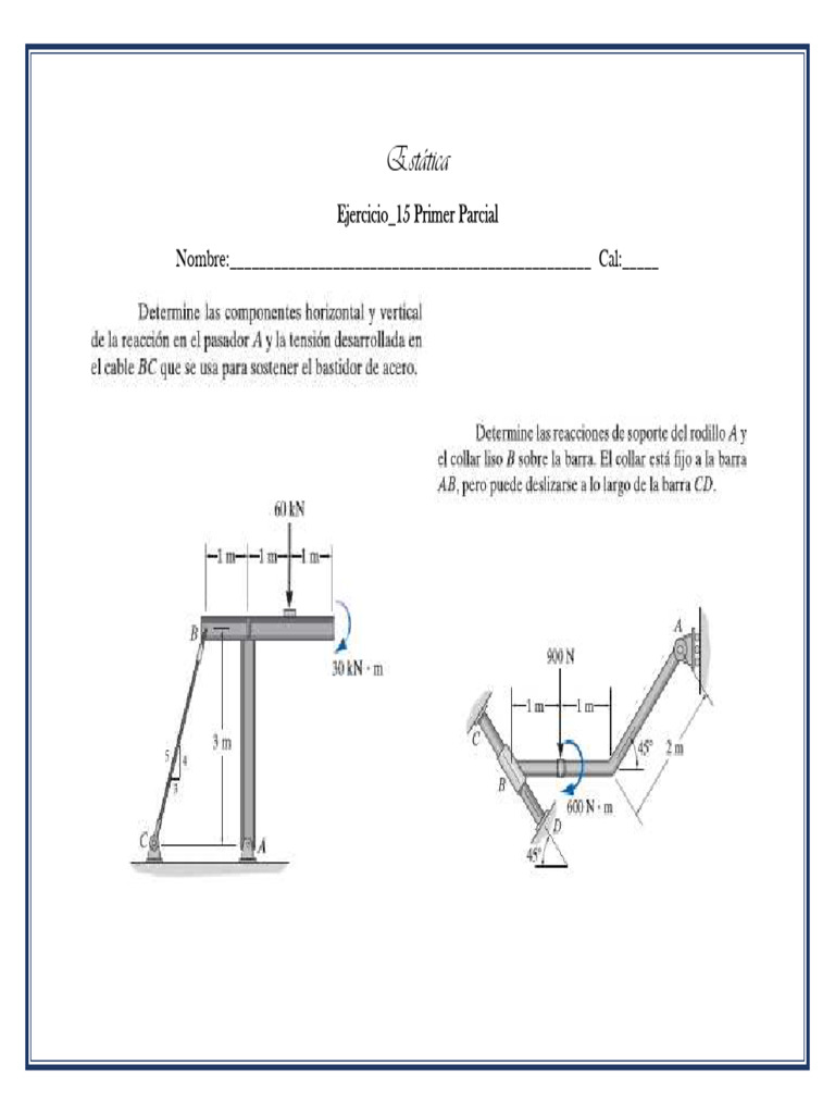 Ejercicio 1 3p Estática 3a | PDF