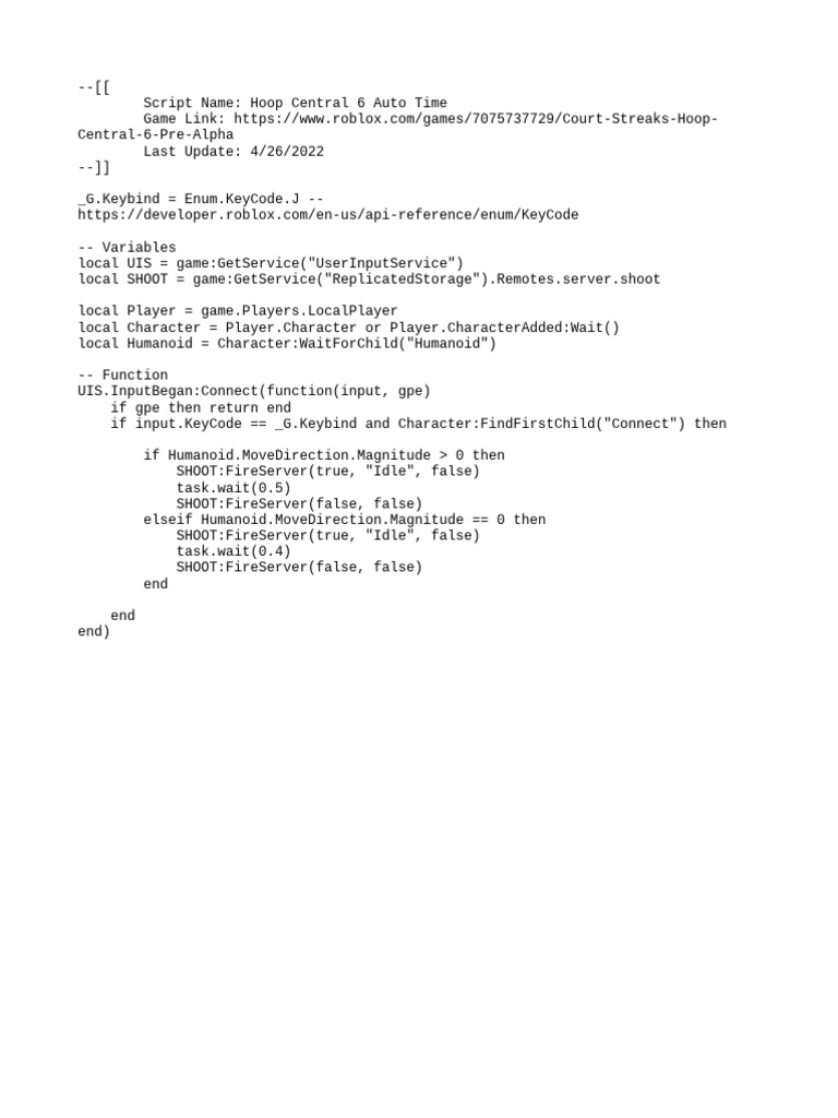 Hoop Central 6 Auto Time Script | PDF