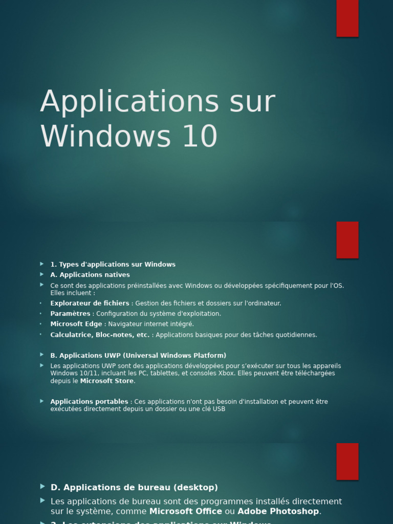 Applications sur Windows 10 | PDF | Microsoft Windows | Microsoft