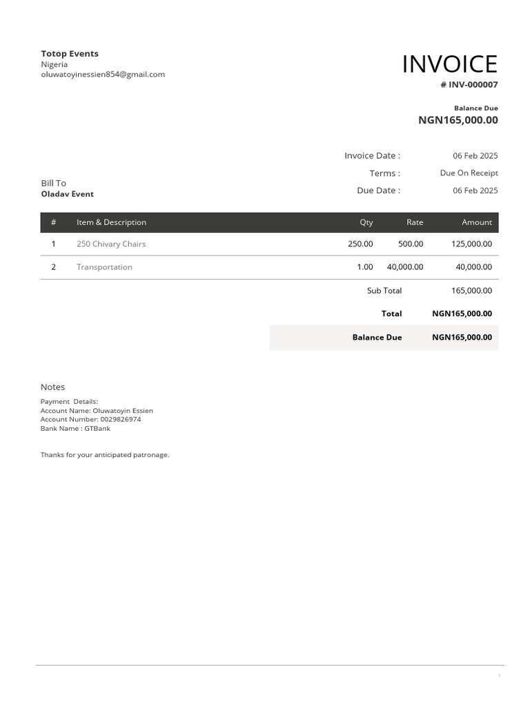 Oladav Event - Invoice | PDF