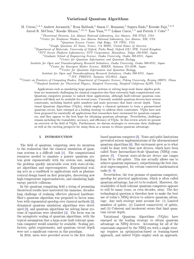 Variational Quantum Algorithms | PDF | Quantum Computing | Mathematical Optimization