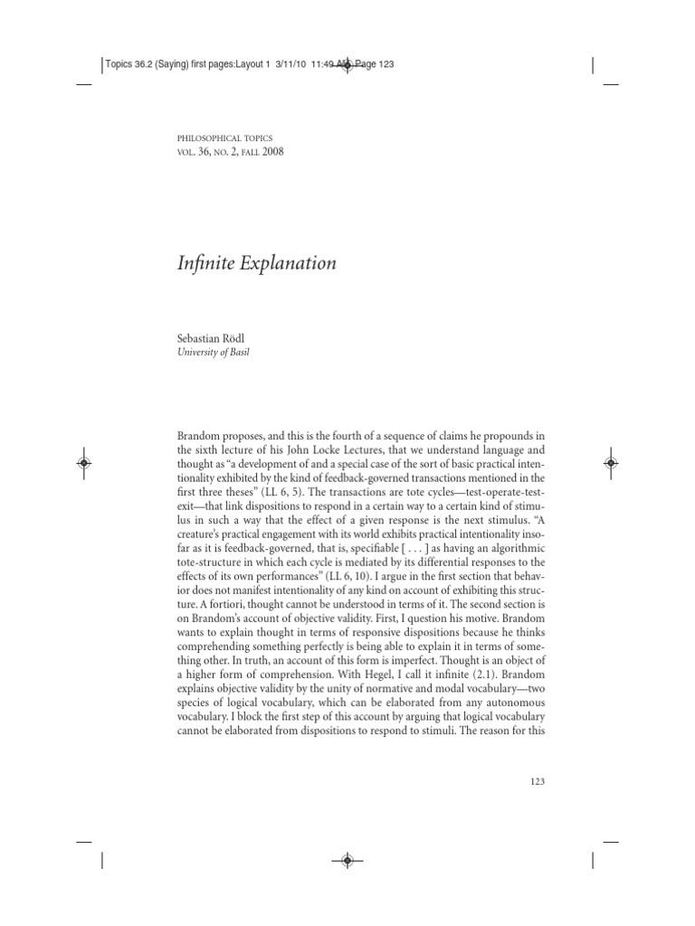 Infinite_Explanation | PDF | Thought | Immanuel Kant