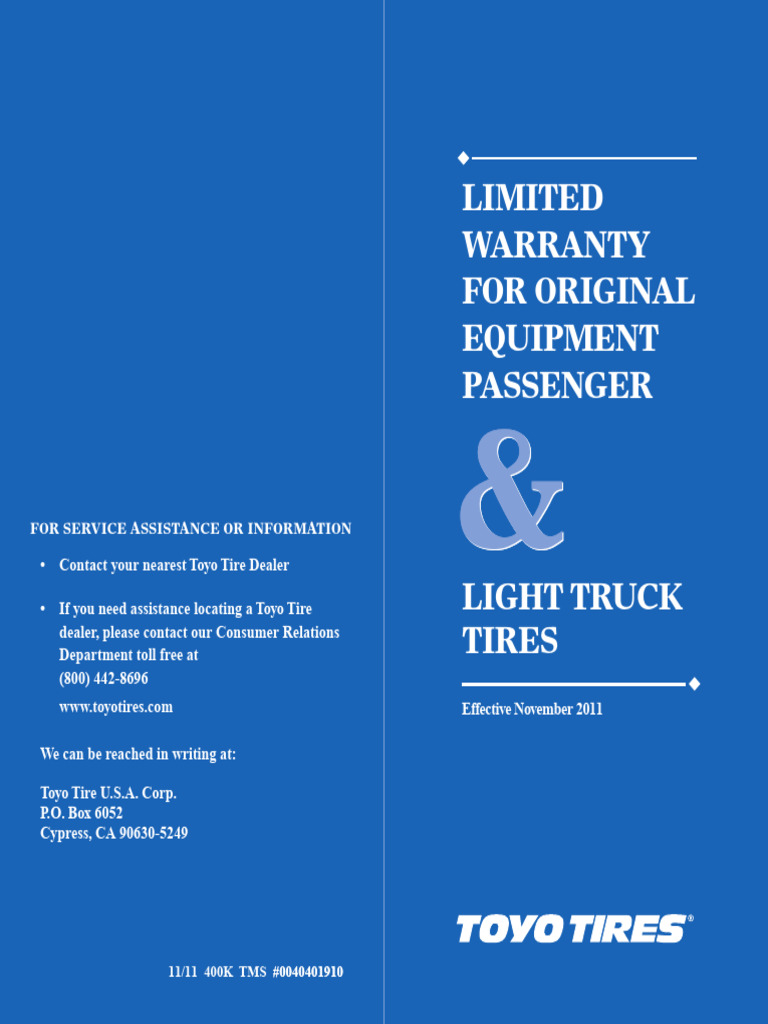 Toyo Tires Limited Warranty Guide | PDF | Tire | Motor Vehicle