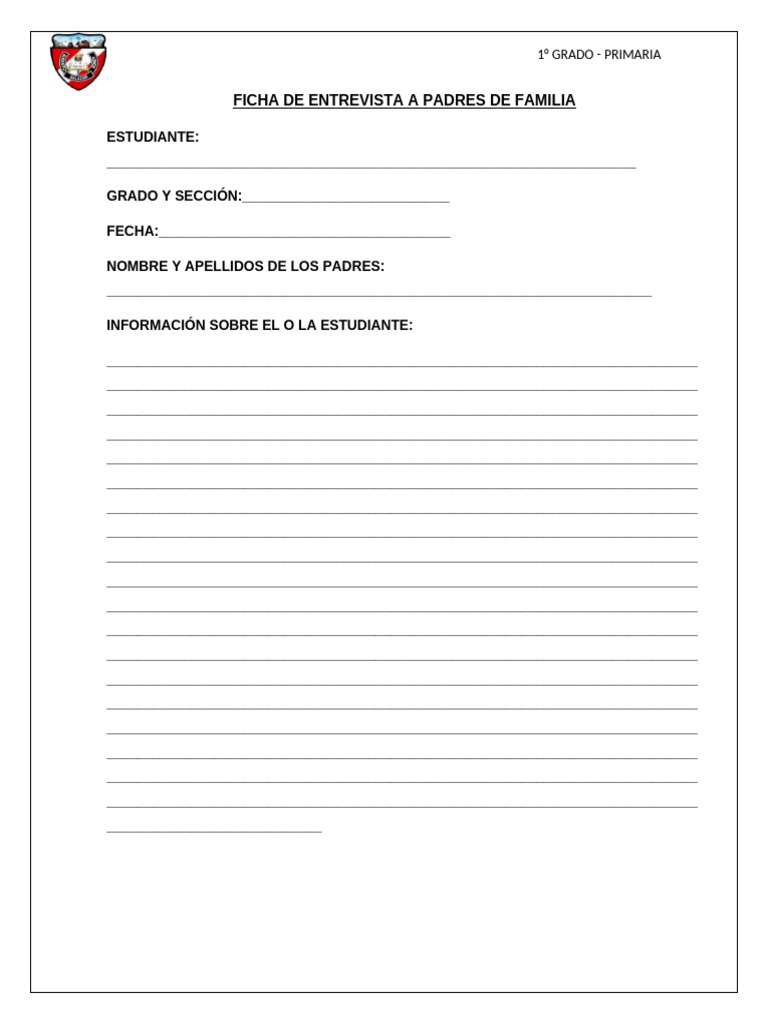 FICHA DE ENTREVISTA A PADRES DE FAMILIA | PDF