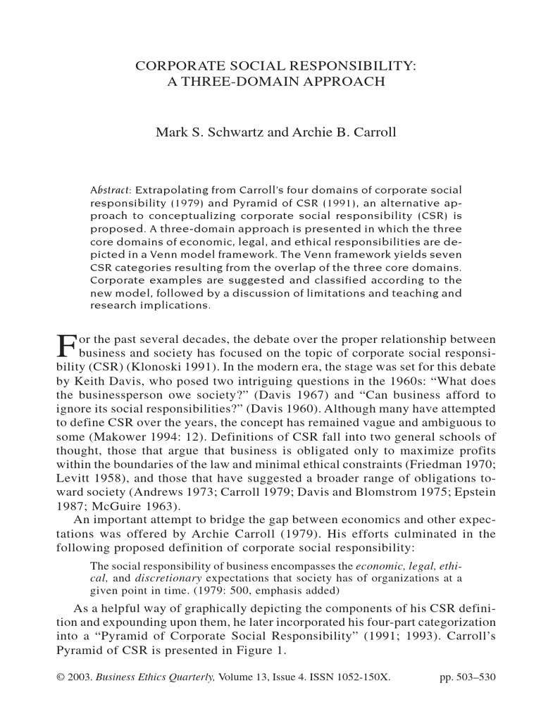 68-CSR - A Three Domain Approach | PDF | Corporate Social Responsibility