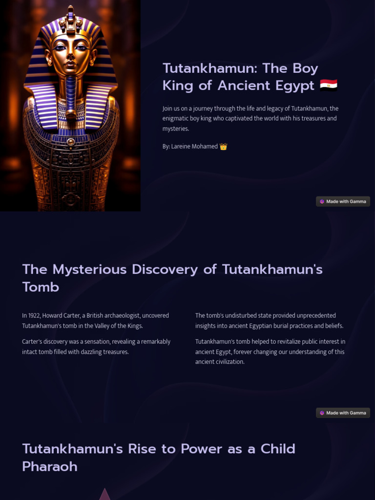 Tutankhamun The Boy King of Ancient Egypt | PDF | Tutankhamun | Ancient ...