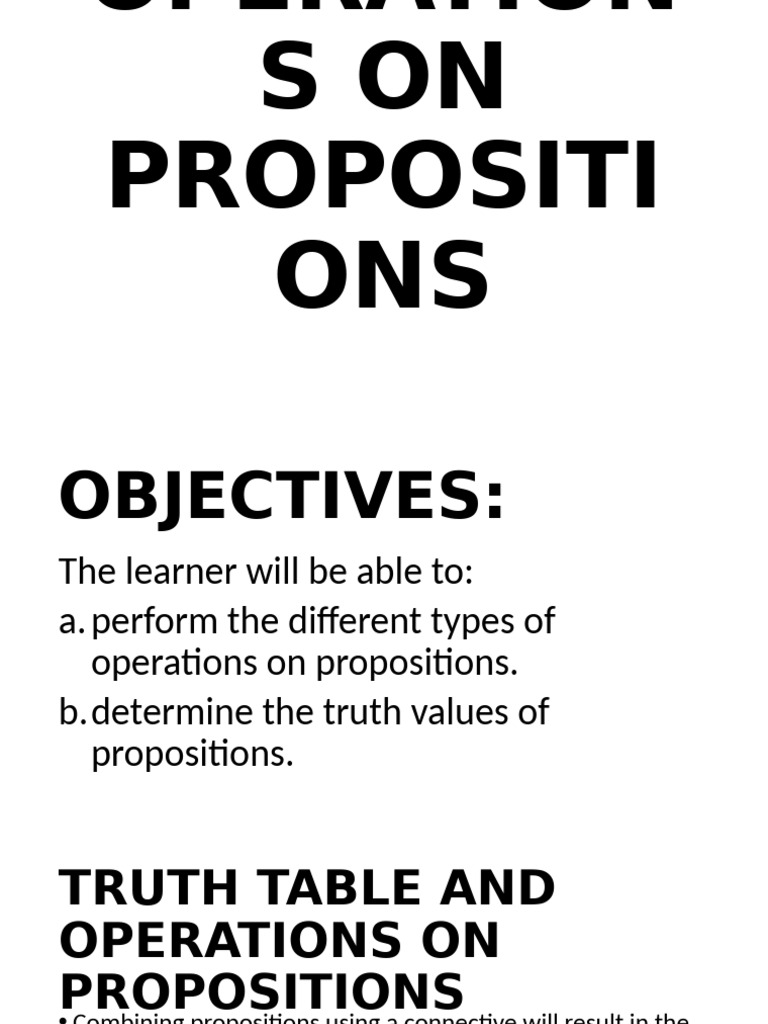 19 Operations On Propositions | PDF | Logic | Mathematical Logic