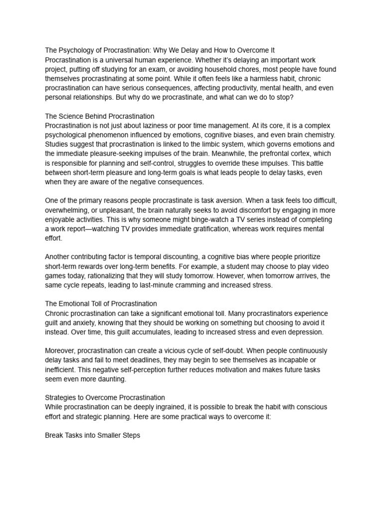 Procrastination | PDF | Professional Skills | Procrastination