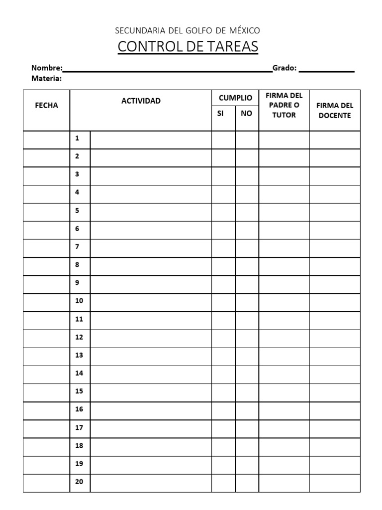 Control de Tareas | PDF