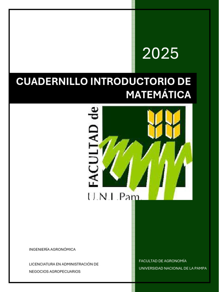 Cuadernillo de Ingreso A Matemática 2025 | PDF | Entero | Número natural
