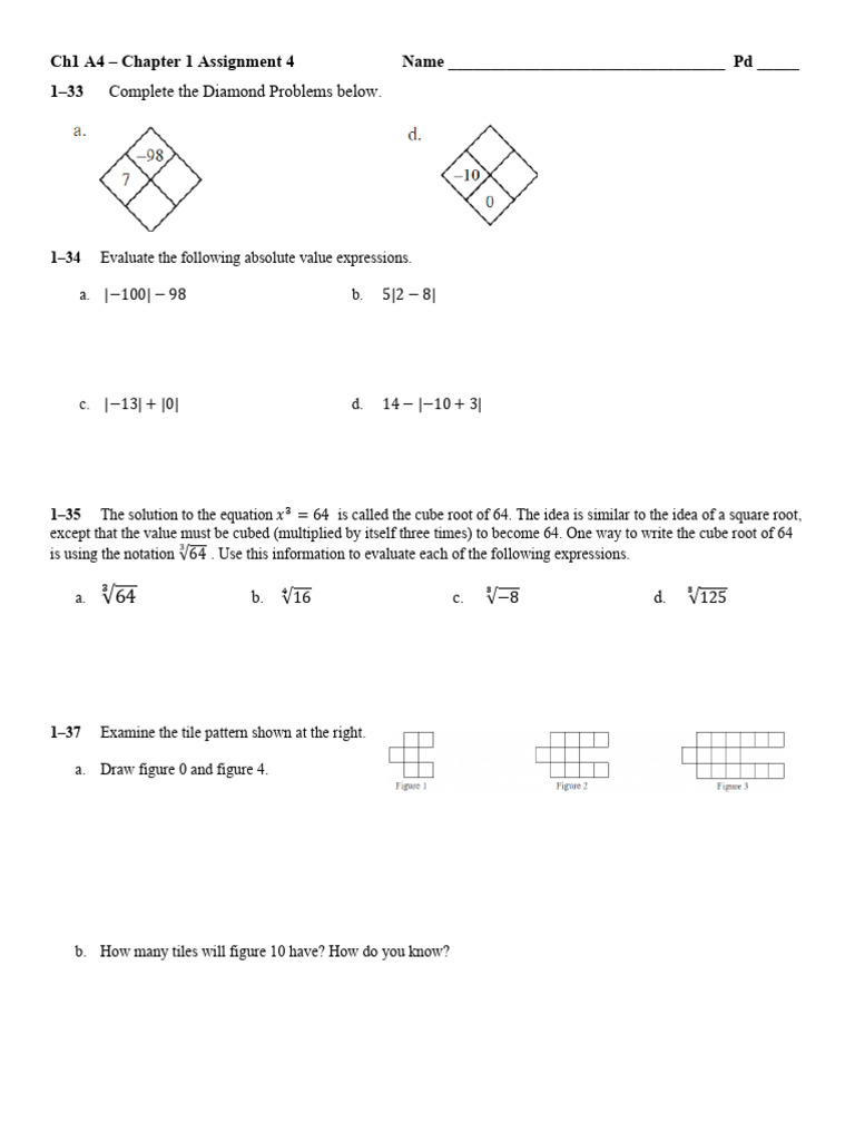 Complete The Diamond Problems Below | PDF