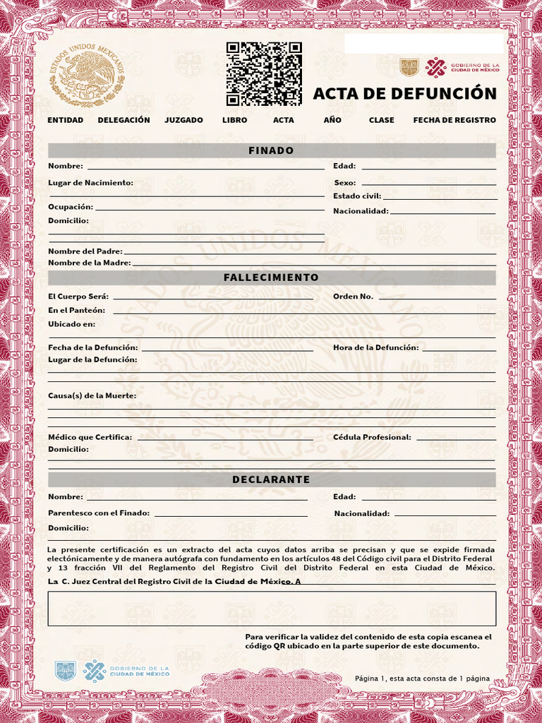 Acta de Defuncion | PDF | México