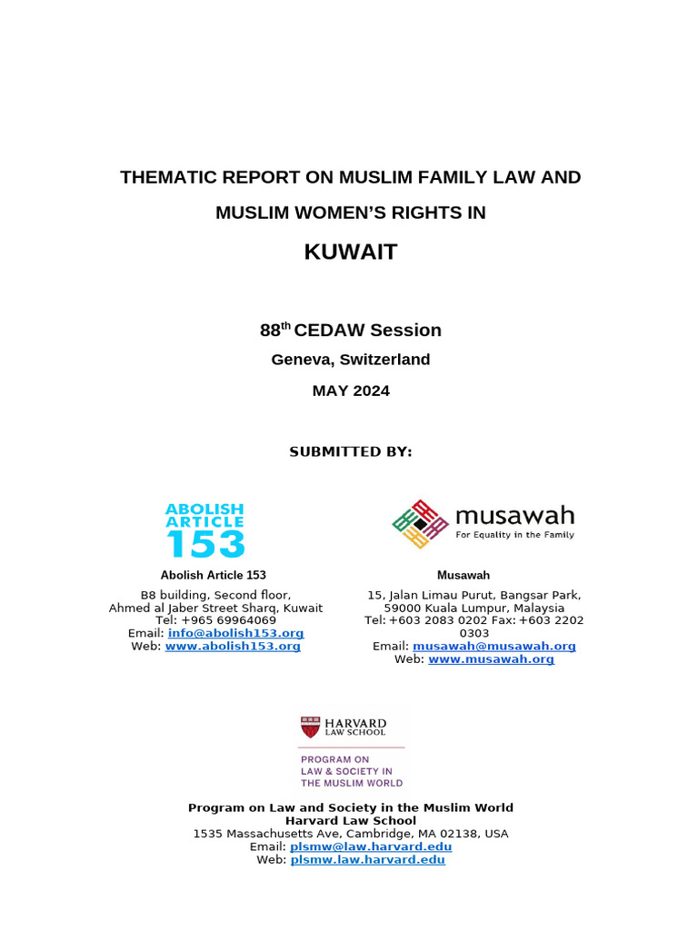 Int Cedaw Css KWT 58086 e | PDF | Sharia | Domestic Violence