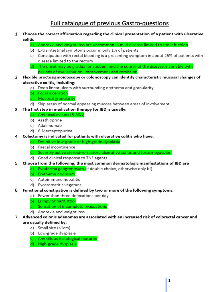Gastrointestinal Disorders Q&A Catalogue | PDF | Ulcerative Colitis ...