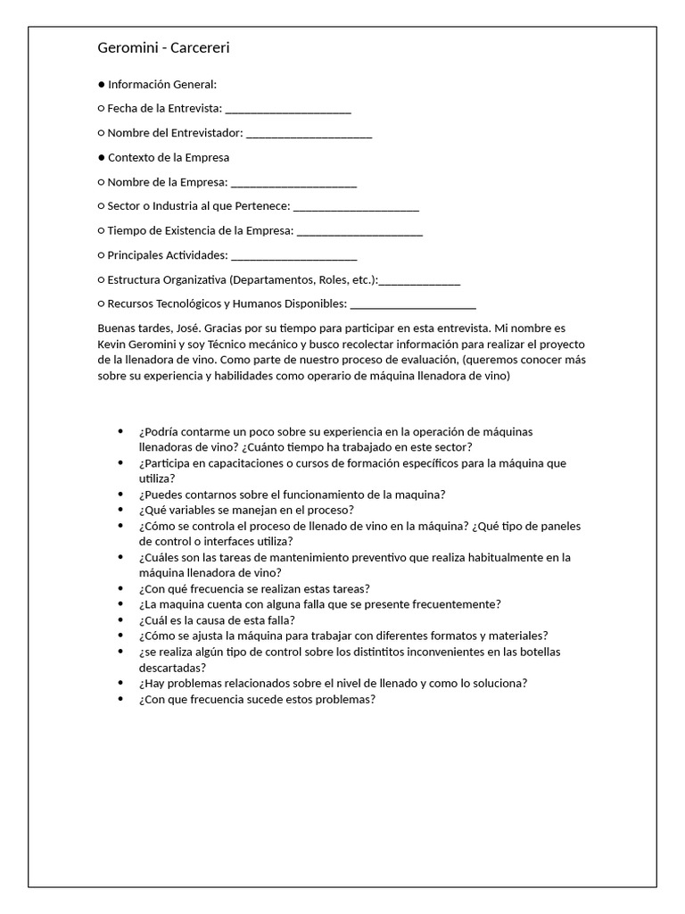 Entrevista Semi Estructurada | PDF