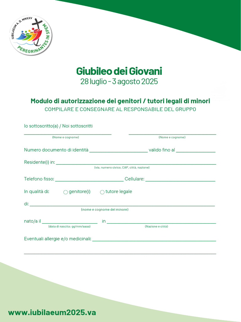 ITA - Scheda Giubileo Dei Giovani | PDF