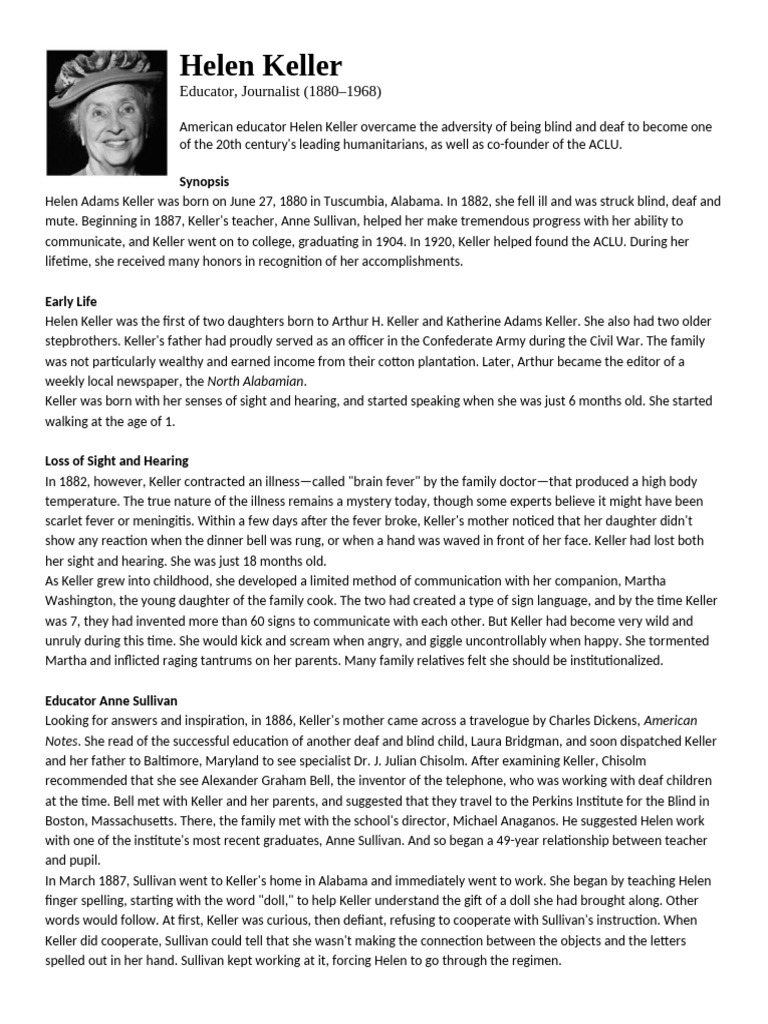 Helen Keller Pdf Helen Keller