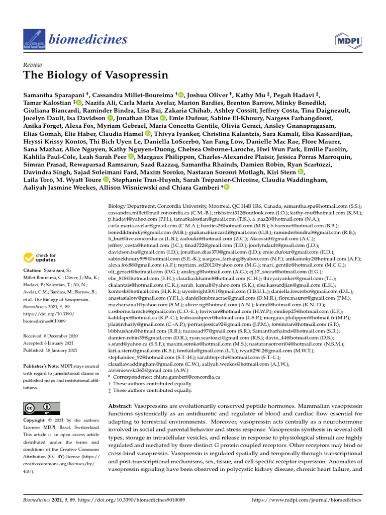 The Biology of Vasopressin | PDF | Adrenocorticotropic Hormone | Hypothalamus