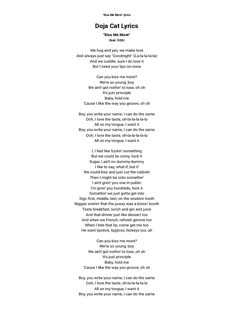 Doja Cat - Kiss Me More Lyrics | PDF