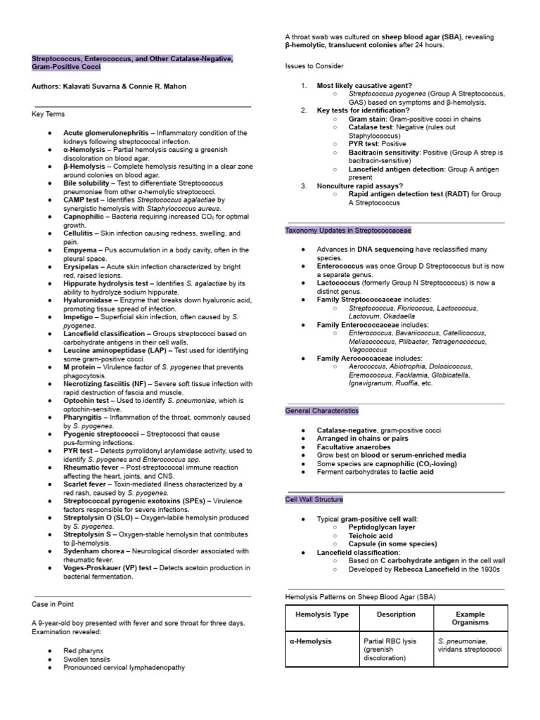 Streptococcus, Enterococcus, and Other Catalase-Negative, Gram-Positiv ...