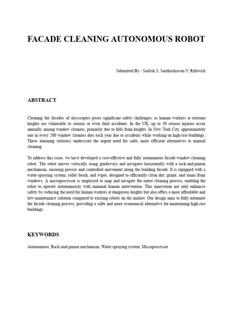 Facade Cleaning Autonomous Robot | PDF | Robotics | Robot