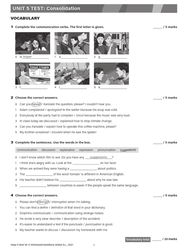 KIR_B1_T2_Test_Unit5 | PDF | French Language | Vocabulary
