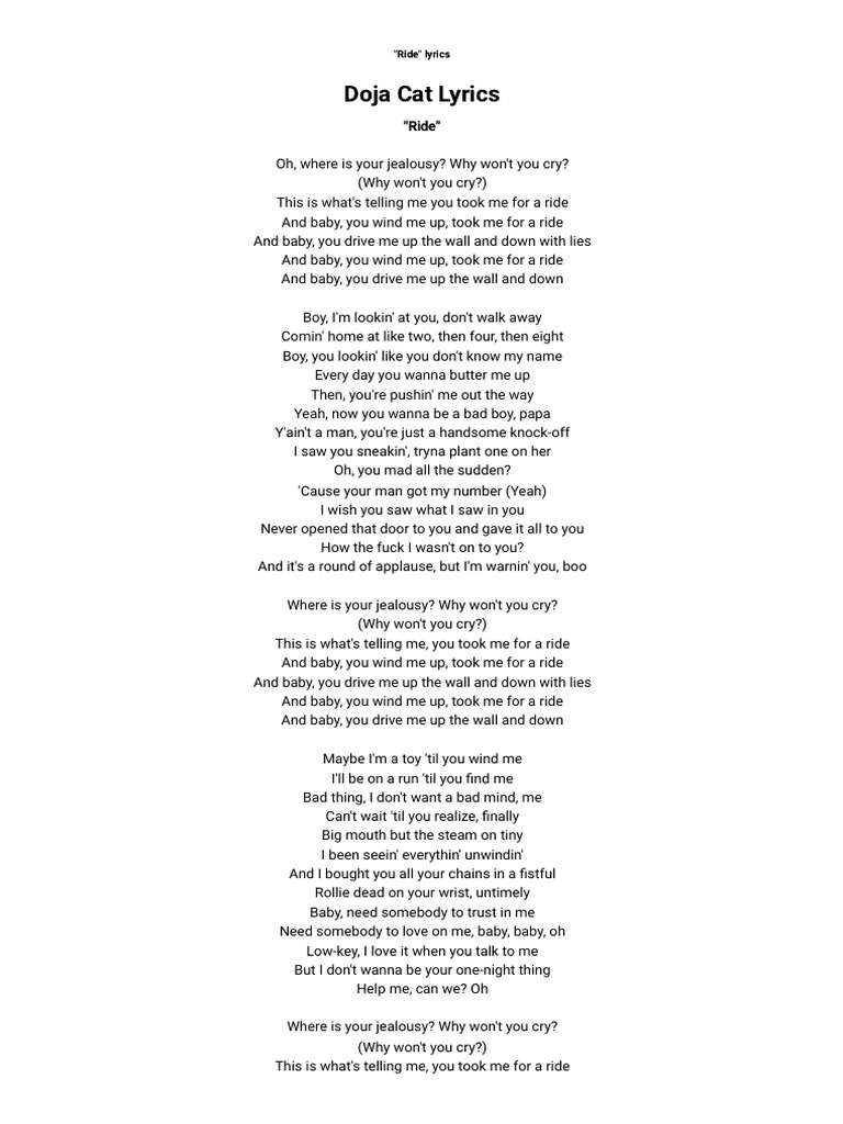 Doja Cat - Ride Lyrics _ AZLyrics.com | PDF