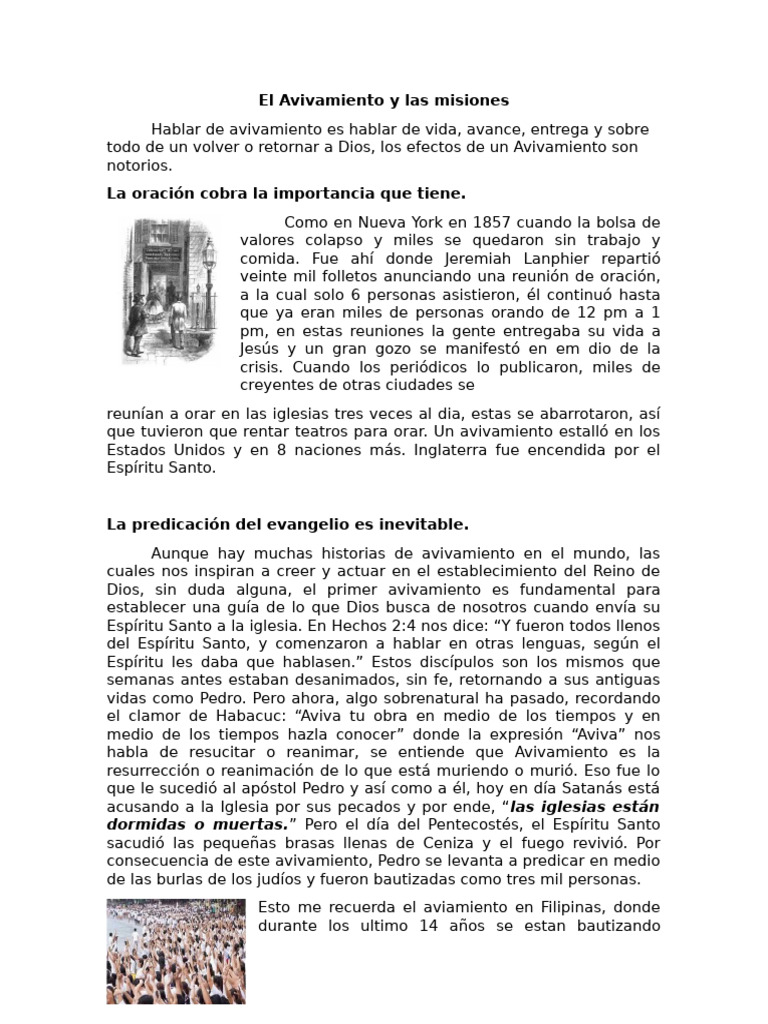Avivamiento y su Impacto en Misiones | PDF | Oración | espíritu Santo