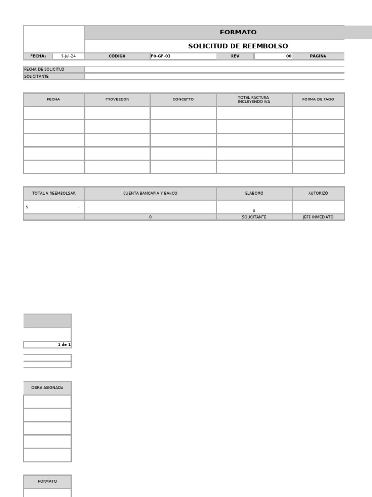 Formato Solicitud de Reembolso | PDF