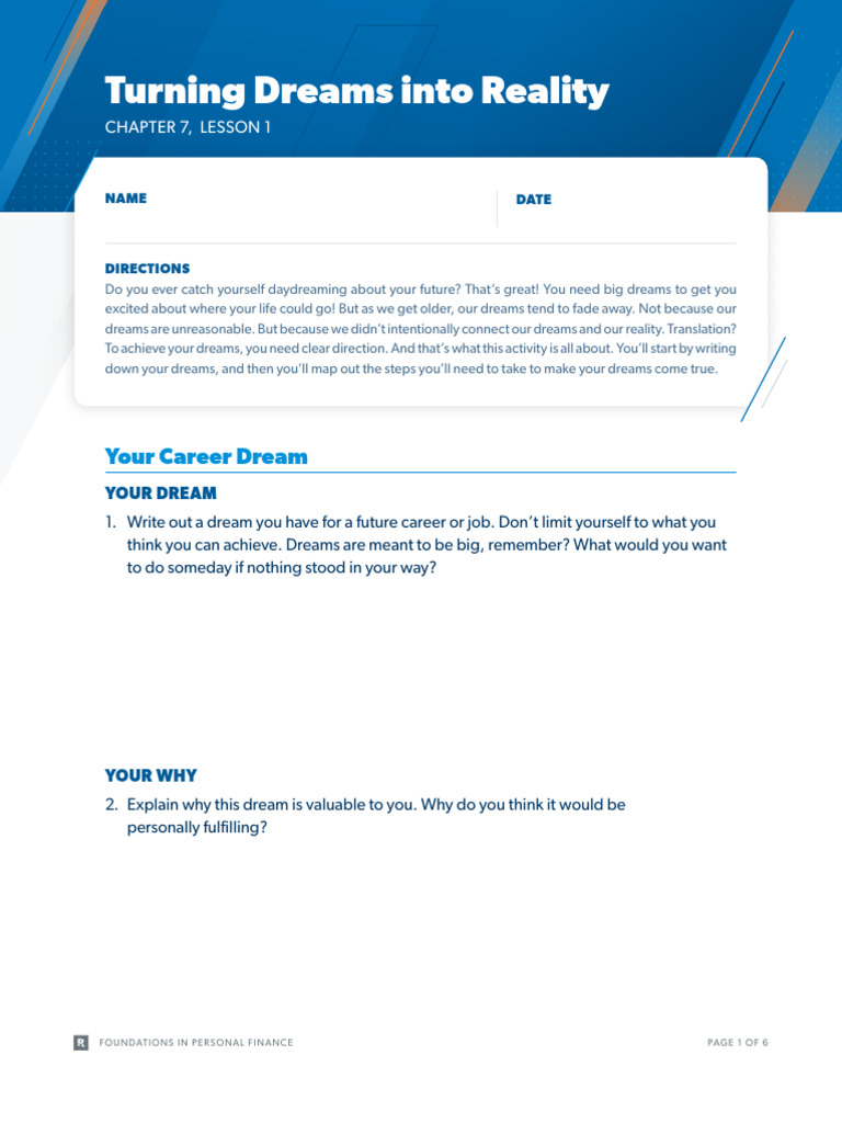 Dream Planning for Young Adults | PDF