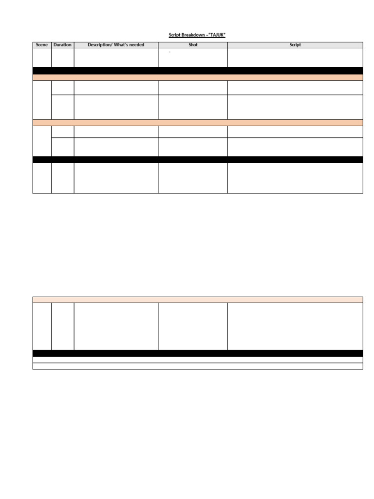 Script Breakdown Template | PDF