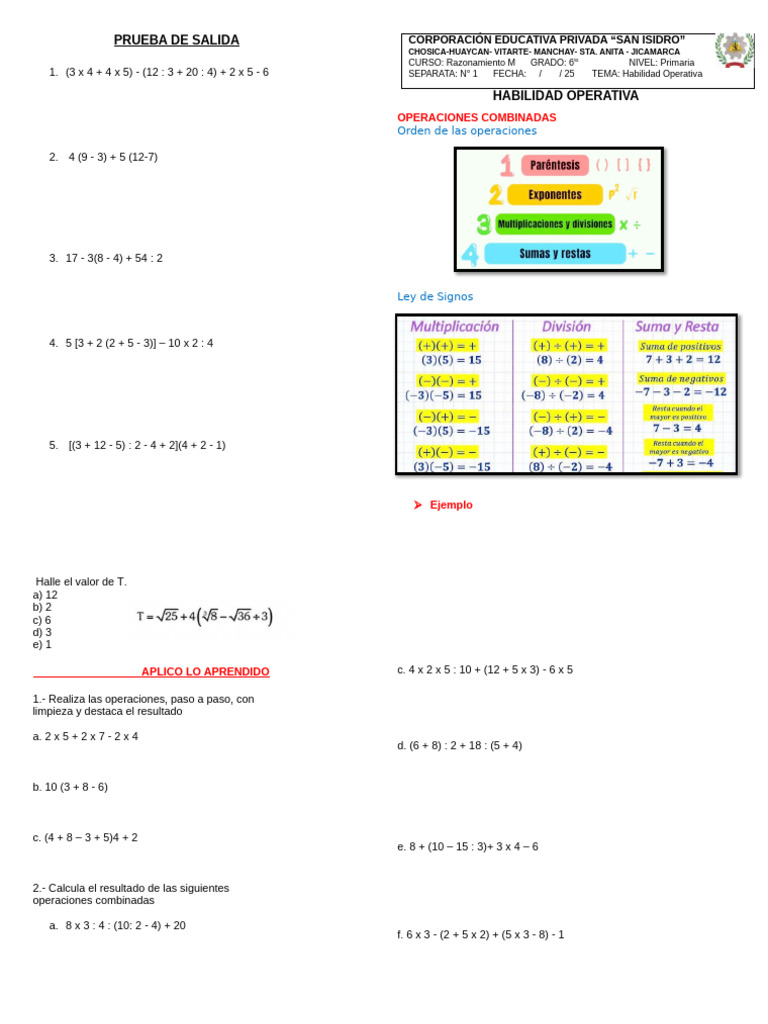 Separata 1-Habilidad Operativa | PDF