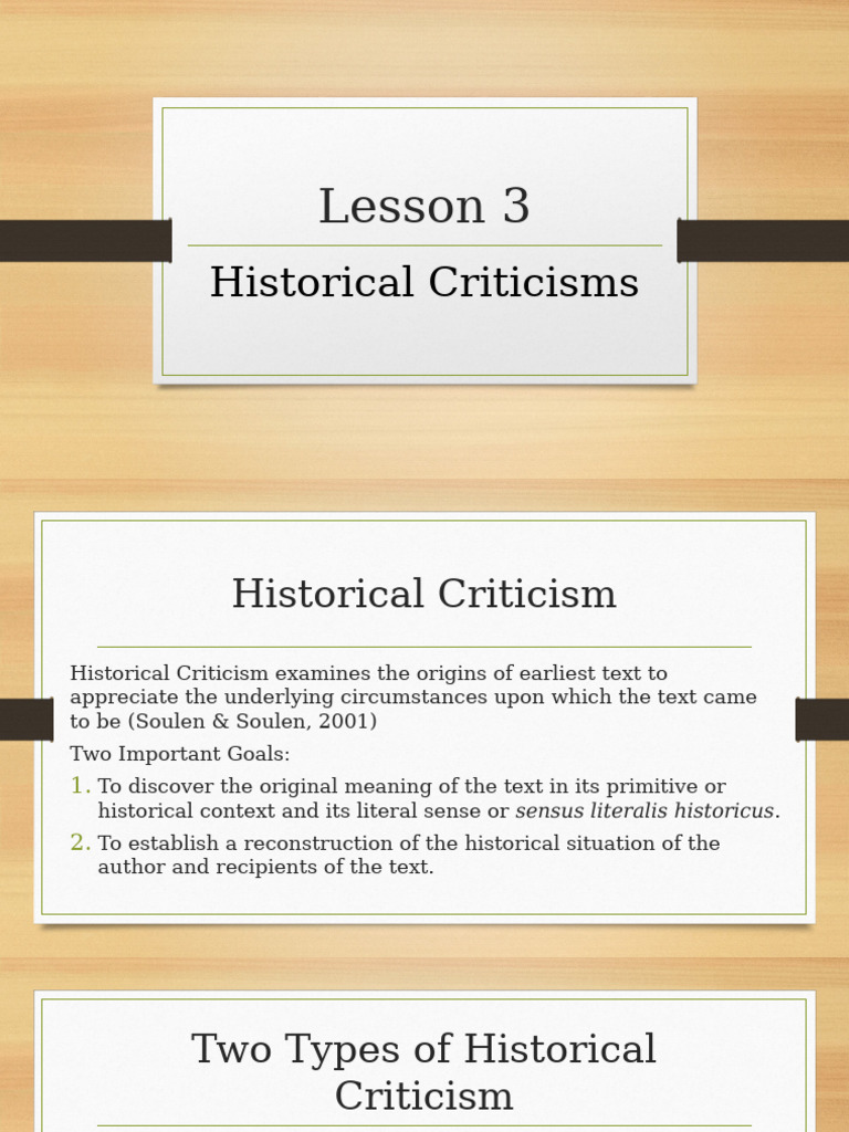 Chapter 1 Lesson 3 Historical Criticisms | PDF | Writing