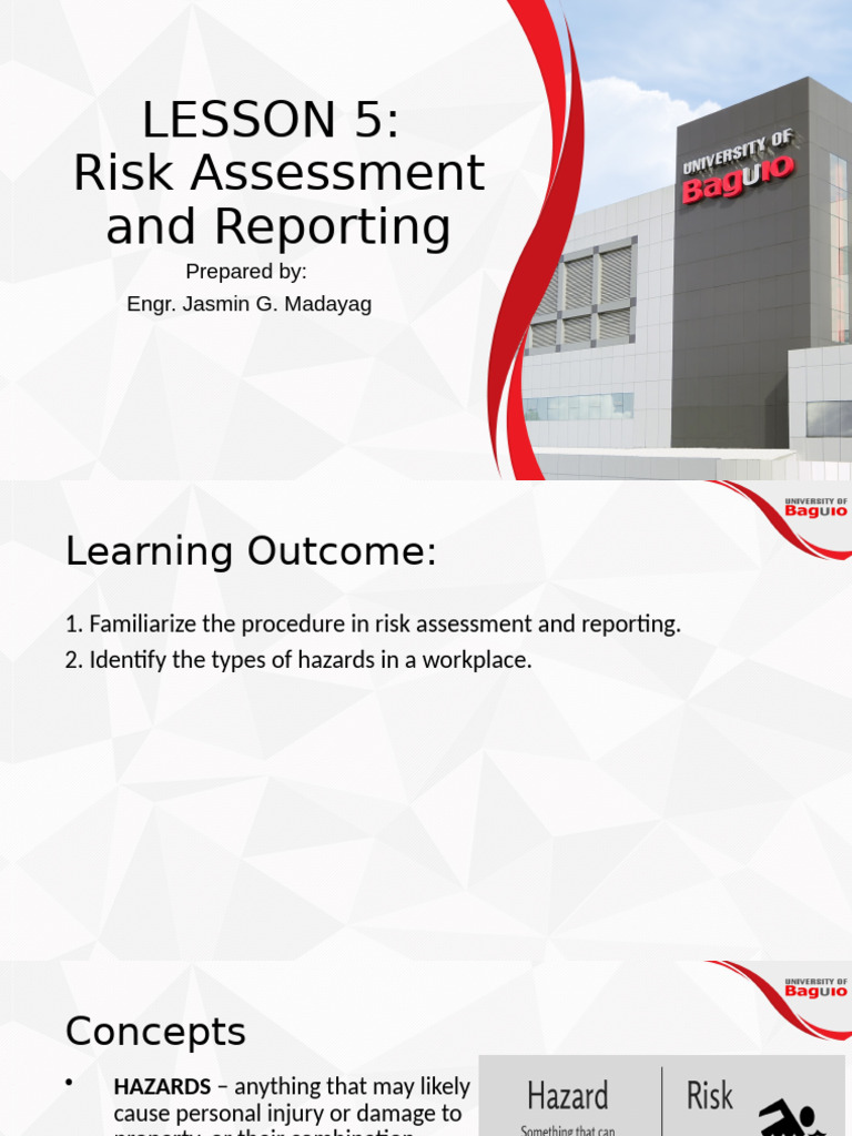 Lesson 5-Risk Assessment and Reporting | PDF | Hazards | Risk