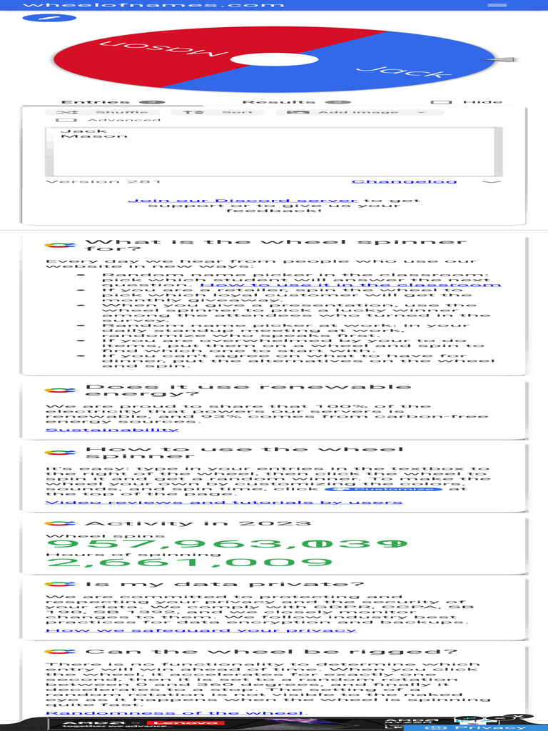 Wheel of Names Random Name Picker | PDF | Computing