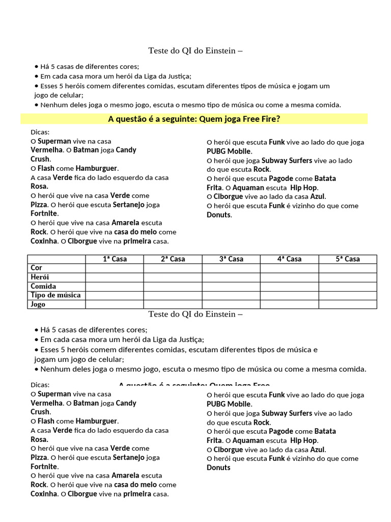 14 Teste de QI de Einstein | PDF