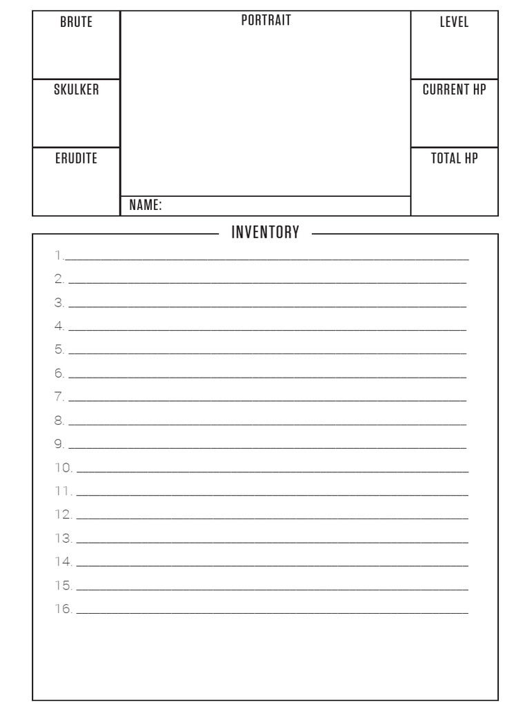 RPG Character Stats Template | PDF