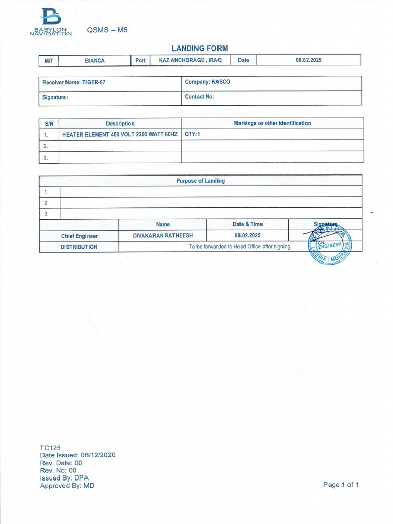 Landing Form-Heater Element | PDF