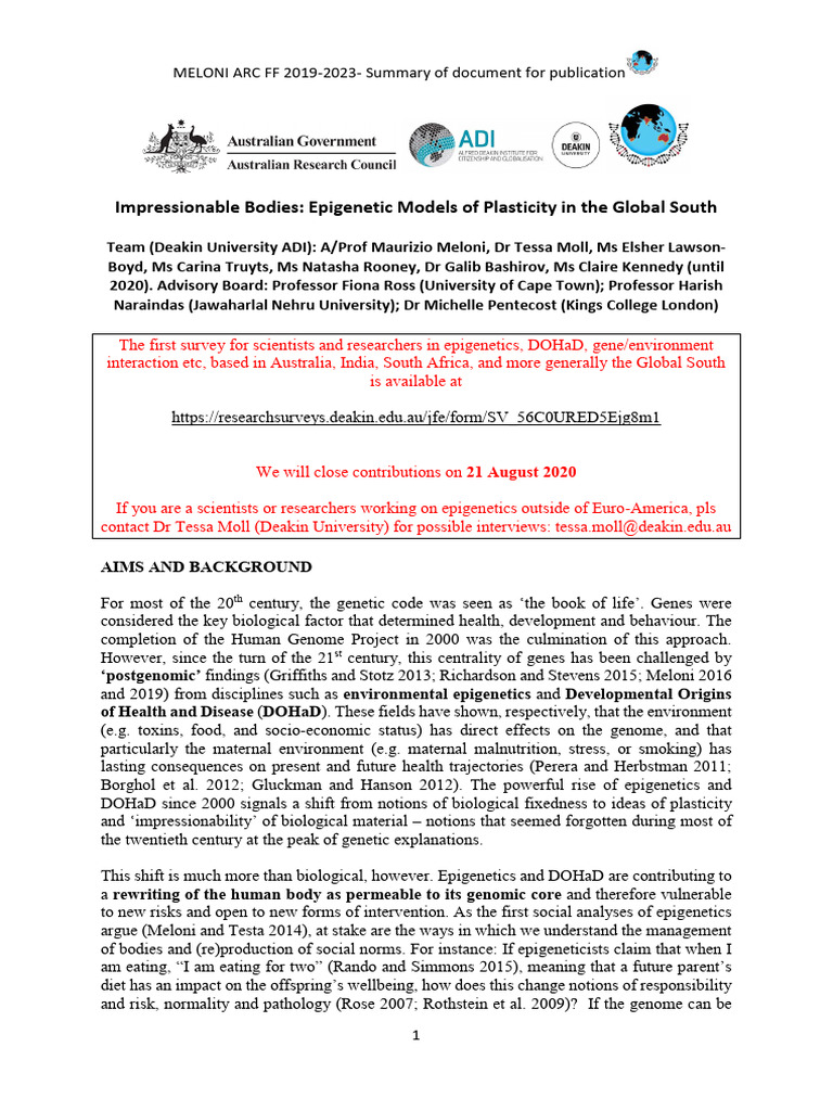 Impressionable Bodies Epigenetic Models | PDF | Epigenetics | Science